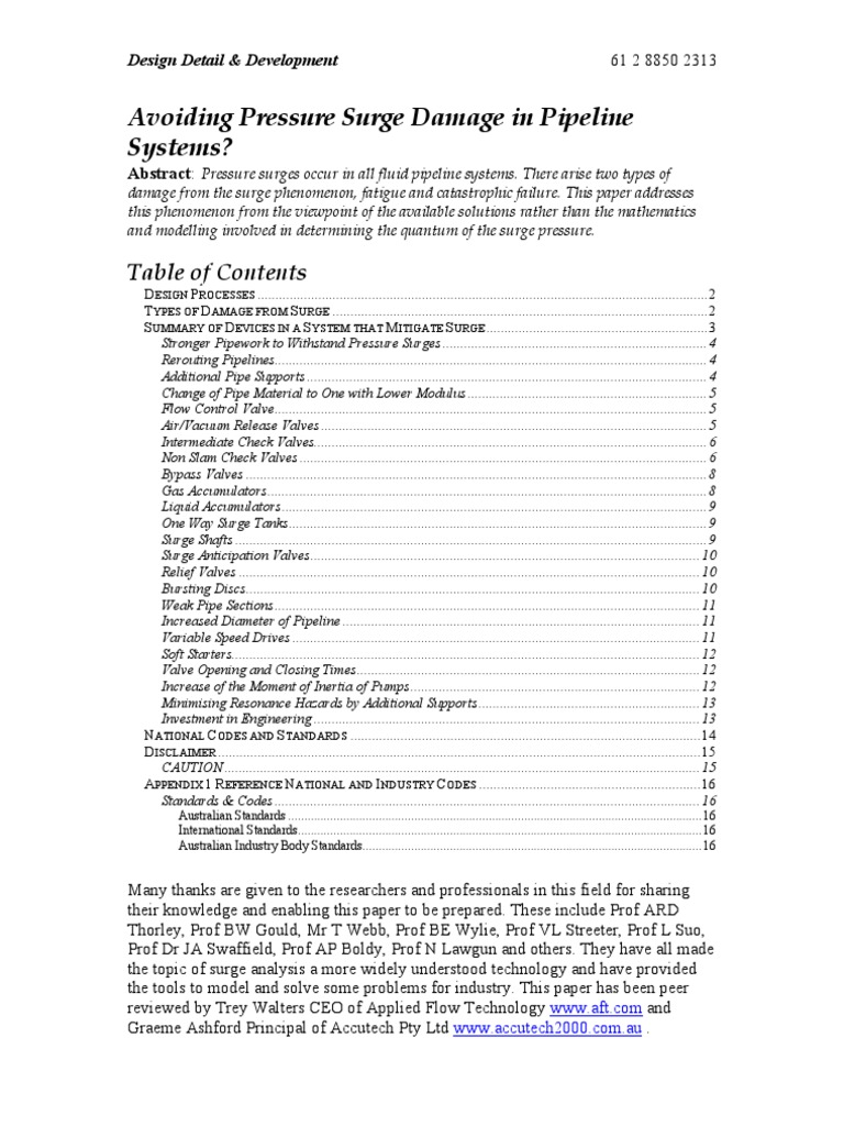 Pressure Surge Damage in Pipeline | PDF