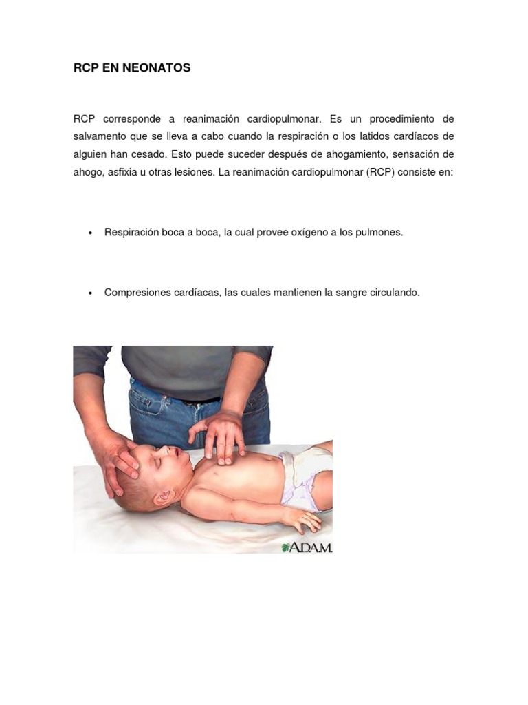 RCP en Neonatos | PDF | Reanimación cardiopulmonar | Medicina