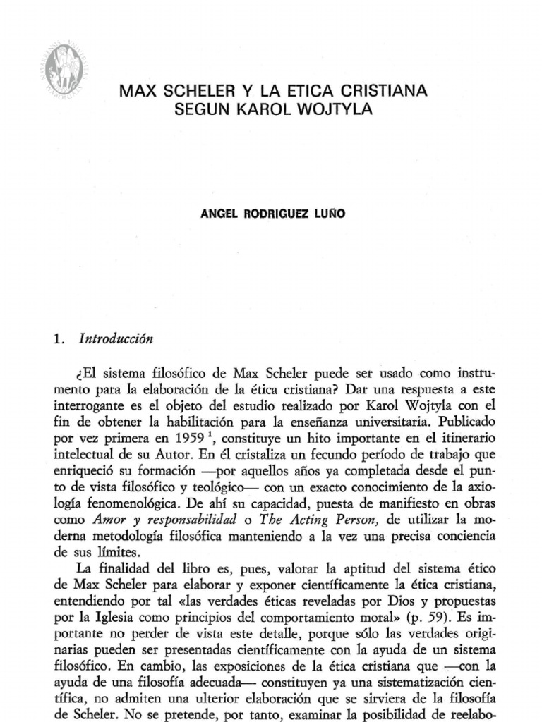 Max Scheler y La Etica Cristina Según Karol Wojtyla | PDF | Moralidad ...