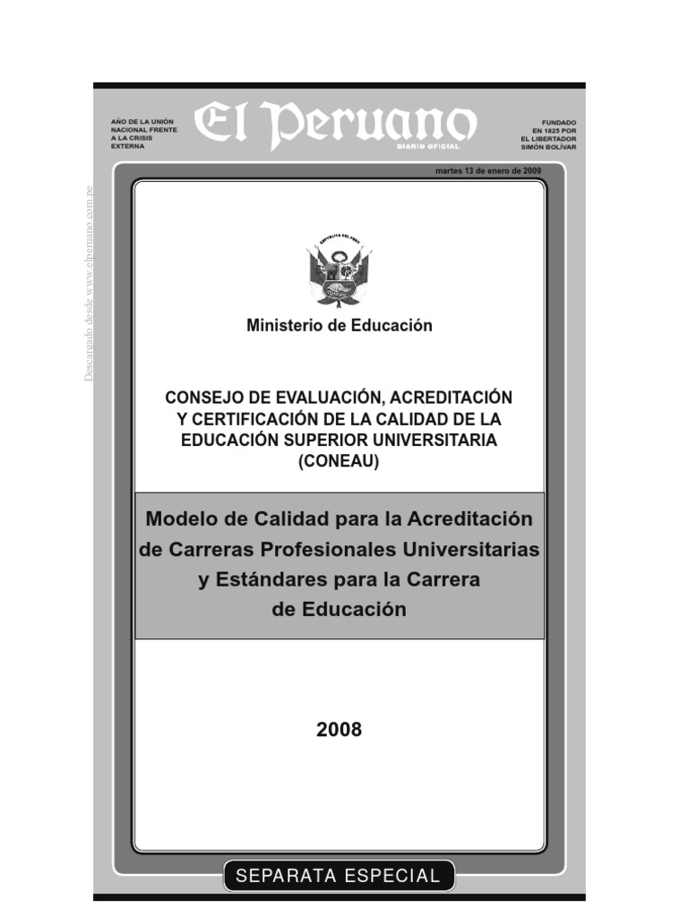 Modelo de Calidad Acreditacion Universitaria | PDF | Calidad (comercial ...
