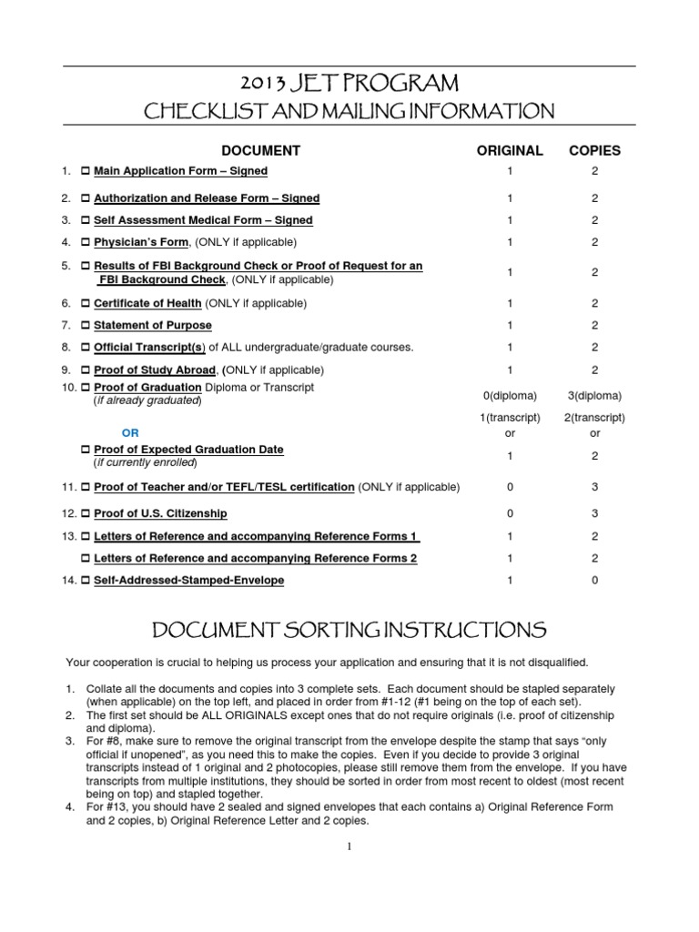 JET Program Application Mailing Guide | PDF | Mail | Government