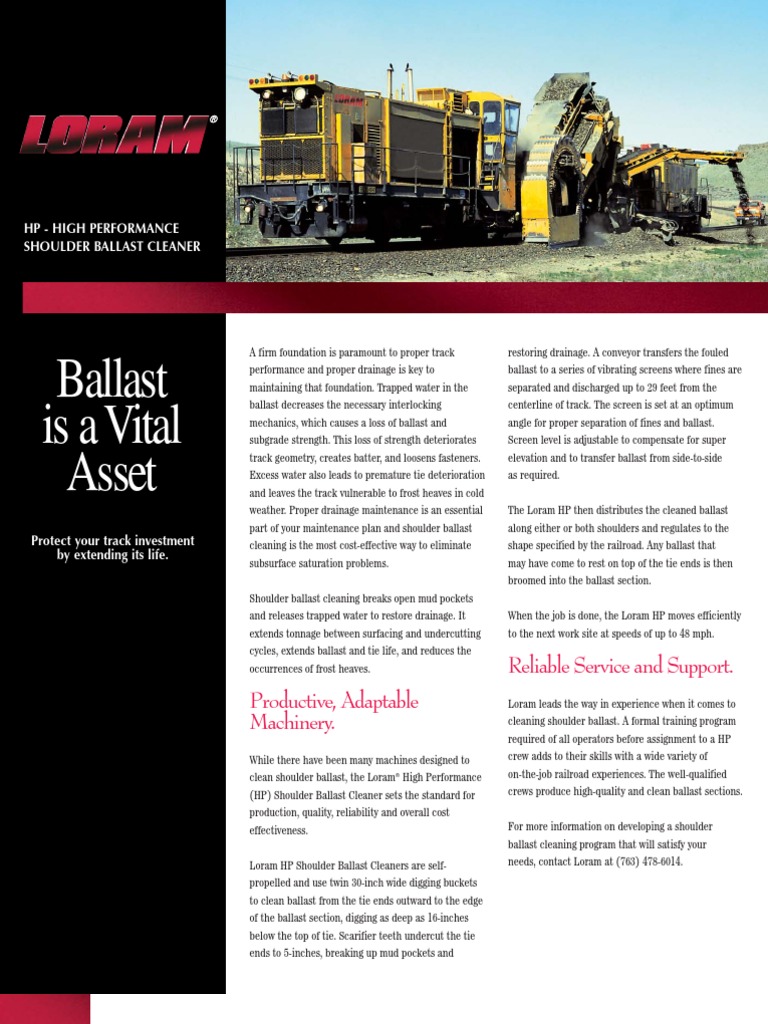 LORAM - Shoulder Ballast Cleaner Spec Sheet - FINAL - SBC | PDF | Track ...