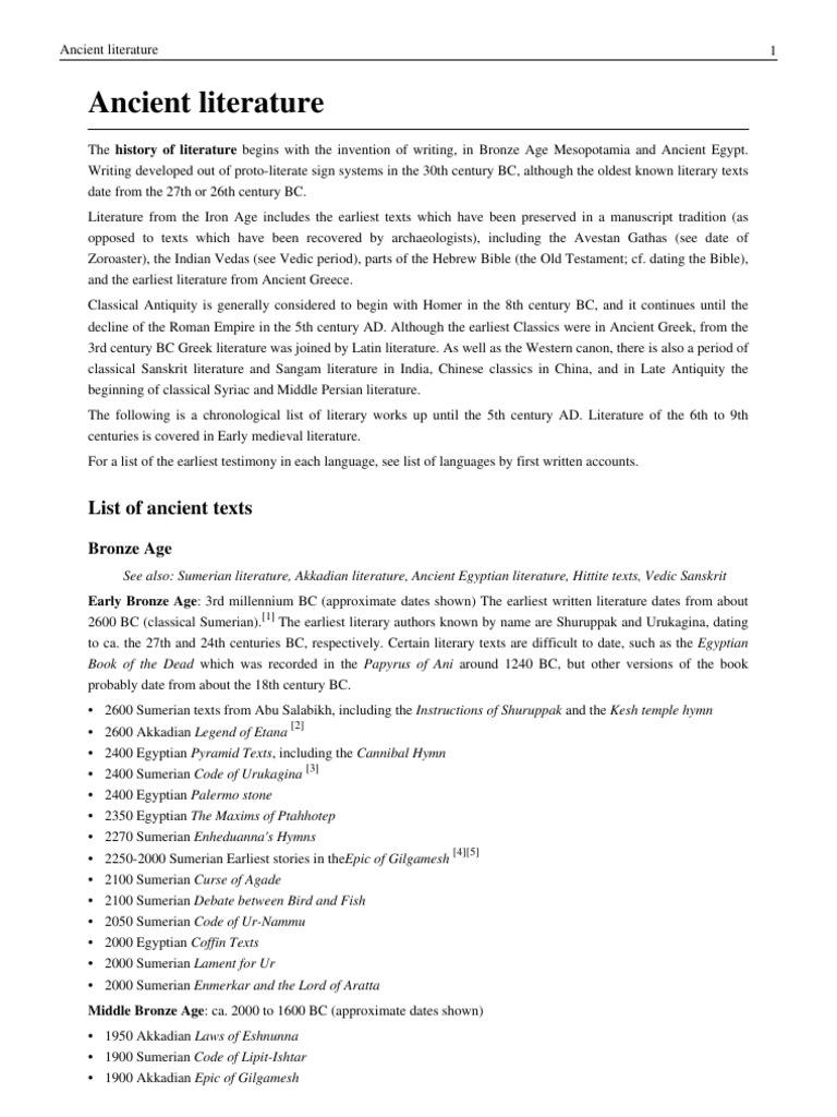 Ancient Literature | PDF | Ancient Literature | Religion And Belief