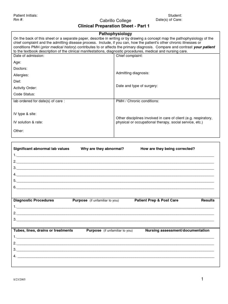 Prep Sheet | PDF | Medical Diagnosis | Clinical Medicine
