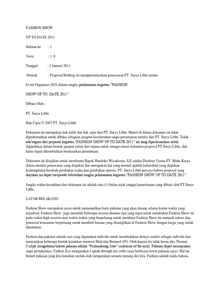 Contoh Bidding Fashion Shiow | PDF