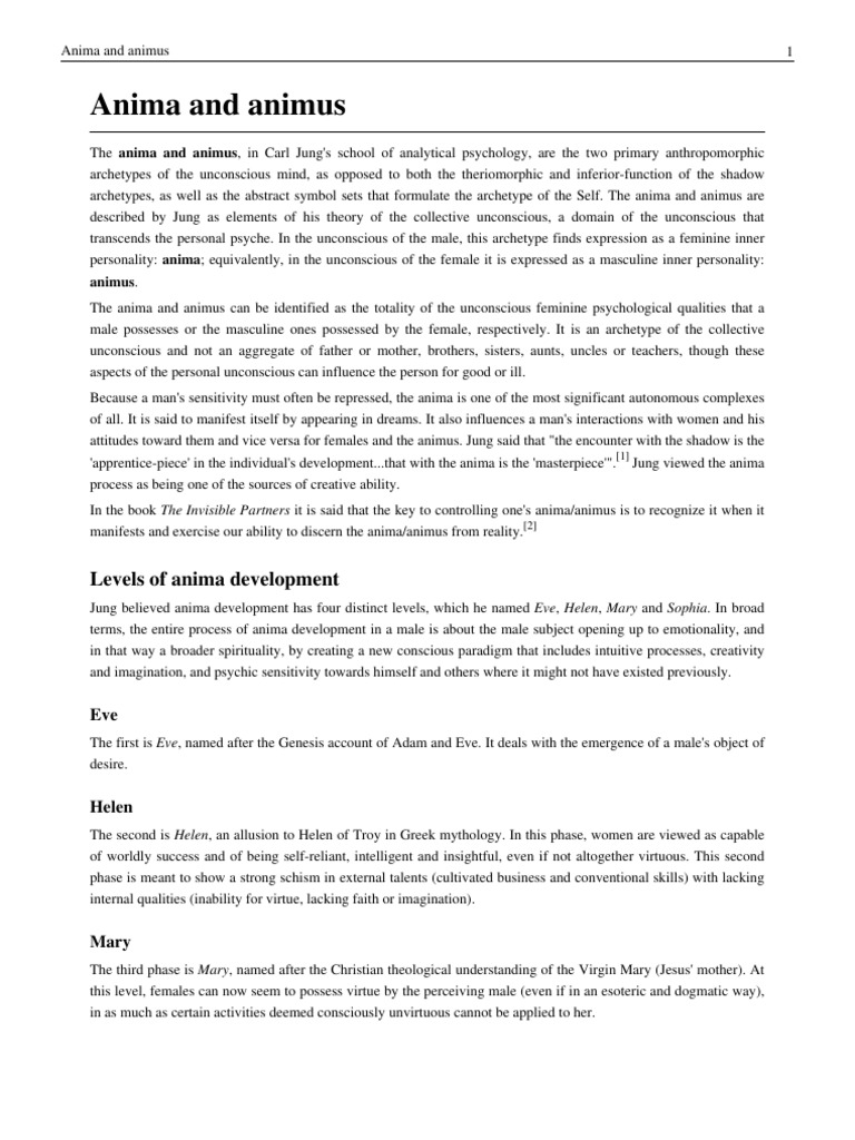 Jung's anima and animus archetypes explained | PDF | Psychological ...