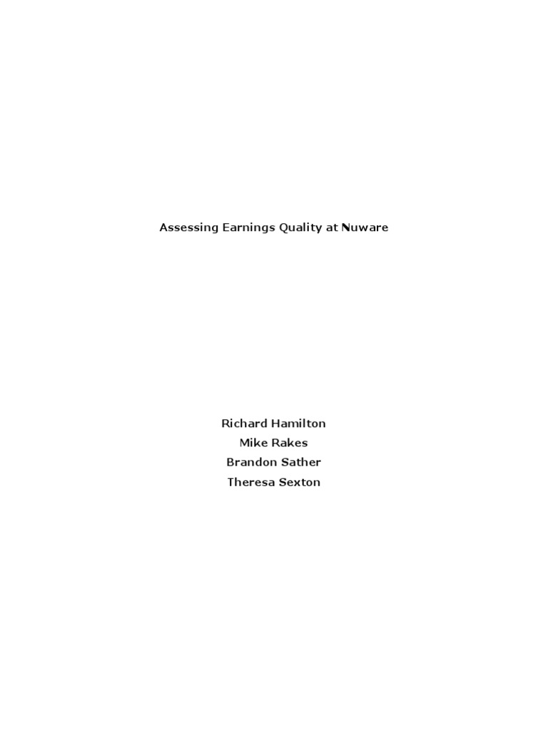 Assessing Earnings Quality at Nuware | PDF | Expense | Retained Earnings