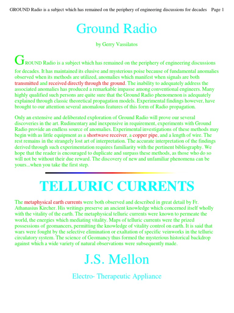 Ground Radio and Telluric Currents | PDF | Antenna (Radio) | Telegraphy