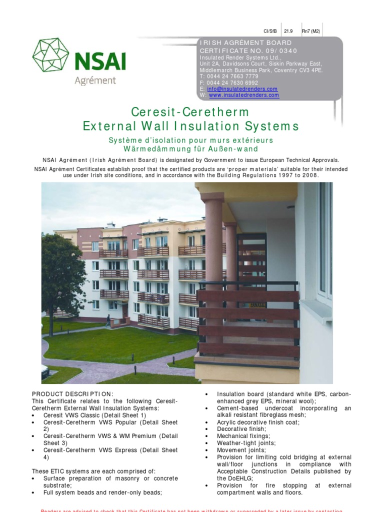 Ceresit Ceretherm External Wall Insulation | PDF | Building Insulation ...