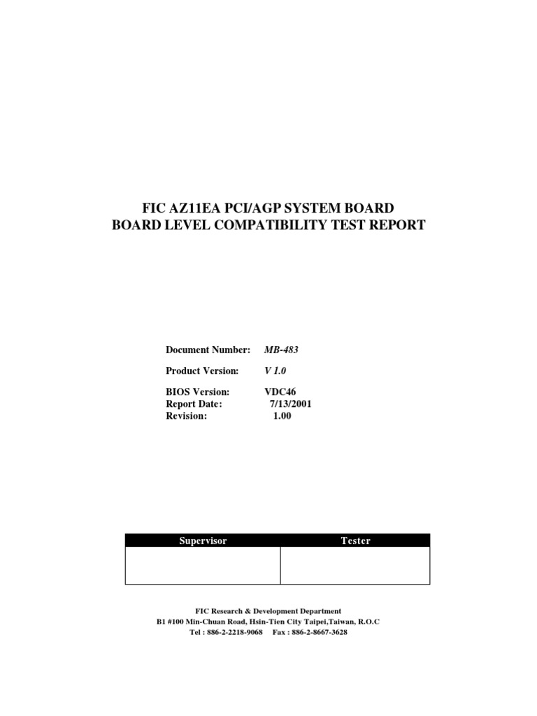 Fic Az11ea COMPATIBILITY TEST REPORT | PDF | Ibm Pc Compatibles ...