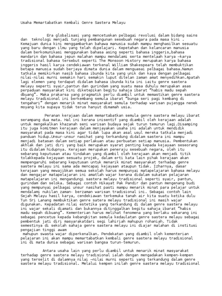 Usaha Memartabatkan Genre Sastera Melayu | PDF