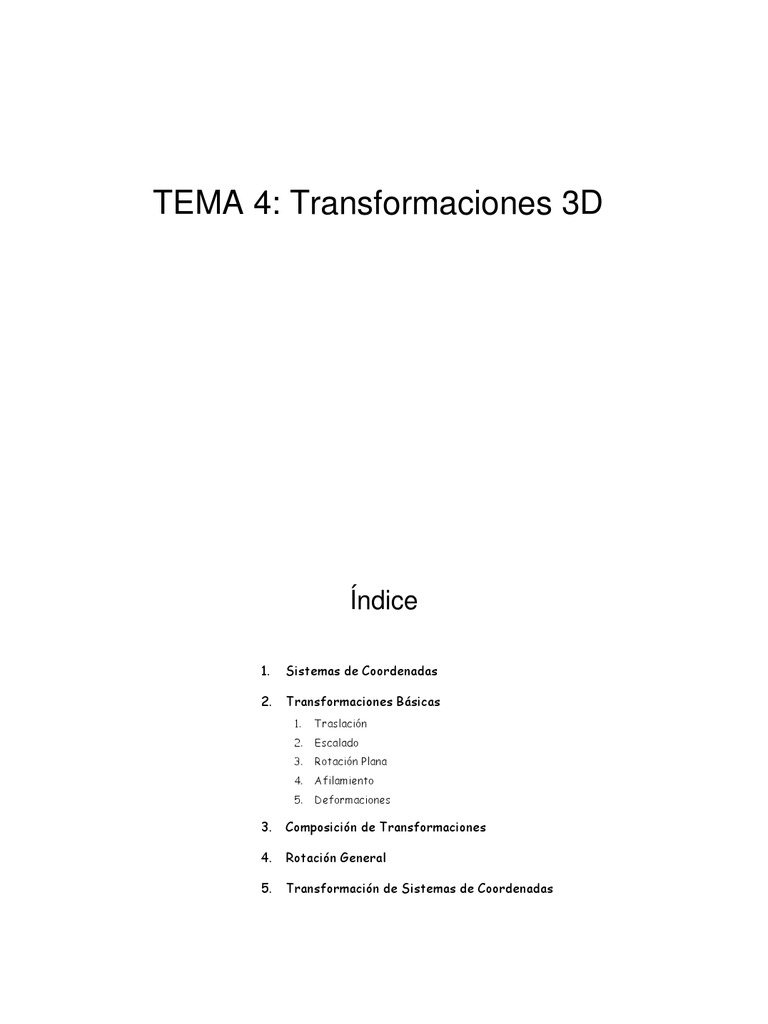Tema 4 - Transformaciones 3D | PDF