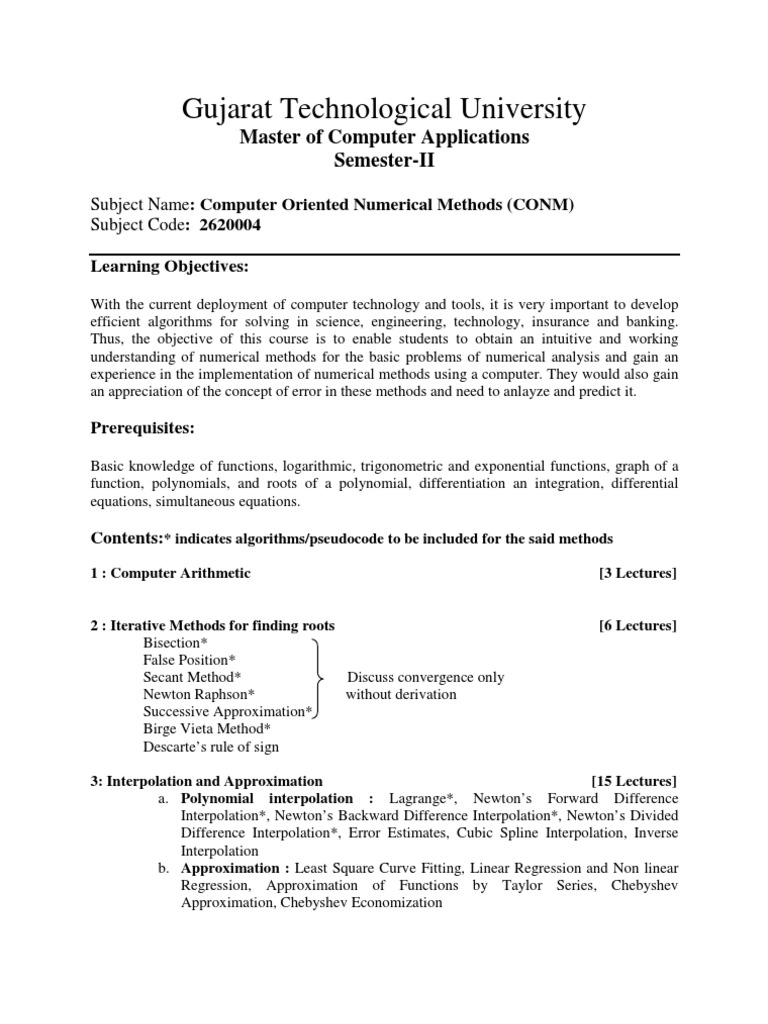 Numerical Methods for MCA Students | PDF | Interpolation | Finite ...