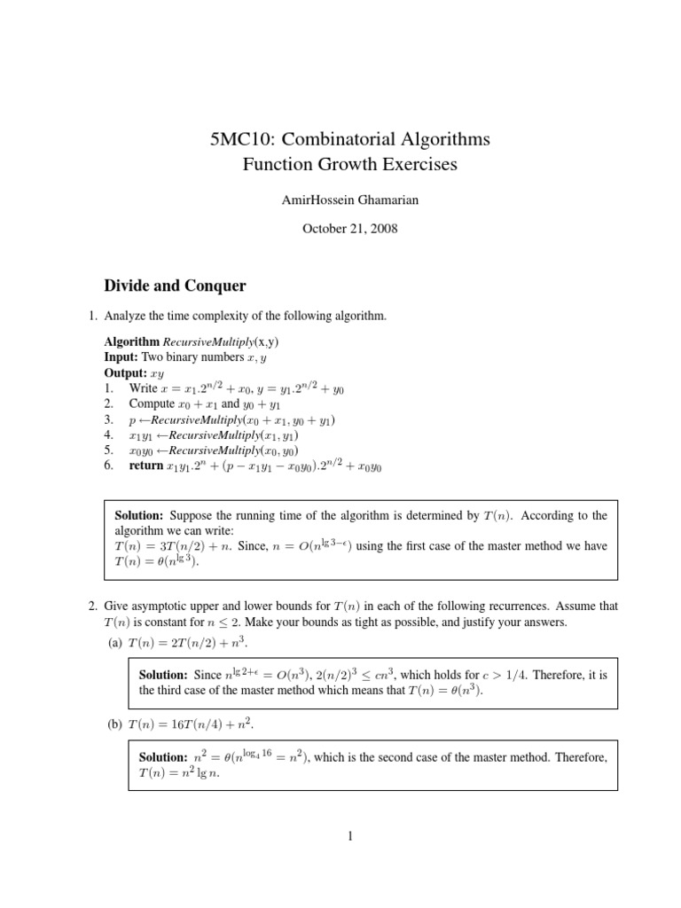 Master Method Recurrences | PDF | Time Complexity | Algorithms