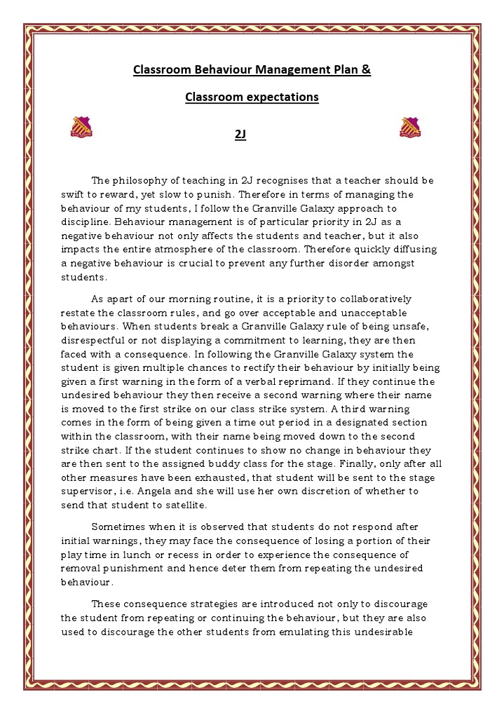 Classroom Behaviour Management Plan 2J | PDF | Career & Growth | Self ...