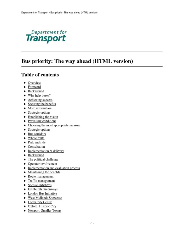 Dept Transport Bus Priority Systems | PDF | Bus | Traffic