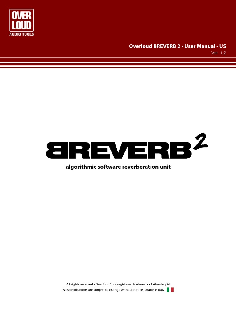 Overloud BREVERB 2 - User Manual - US: Algorithmic Software ...