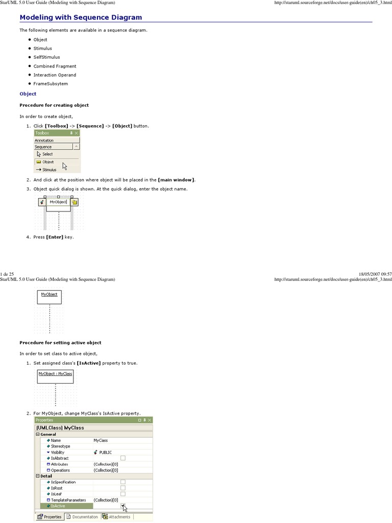Chapter 5 - StarUML 5.0 User Guide (Modeling With Sequence Diagram) | PDF | Button (Computing ...