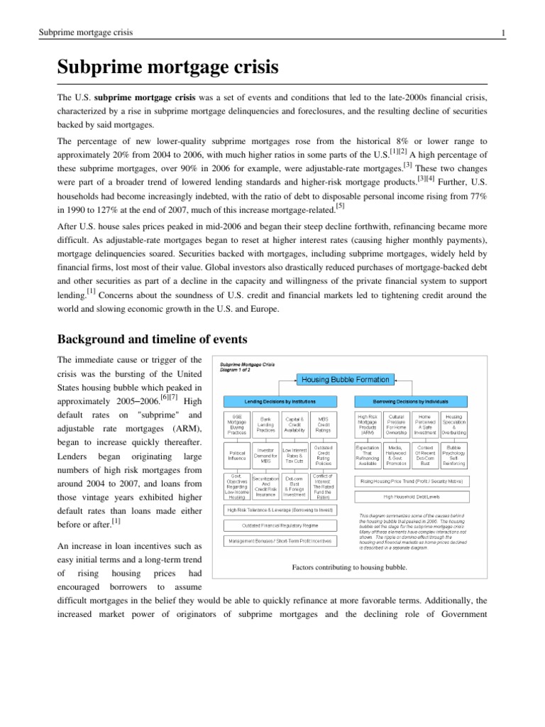 Subprime Mortgage Crisis | PDF | Subprime Mortgage Crisis | Mortgage Loan