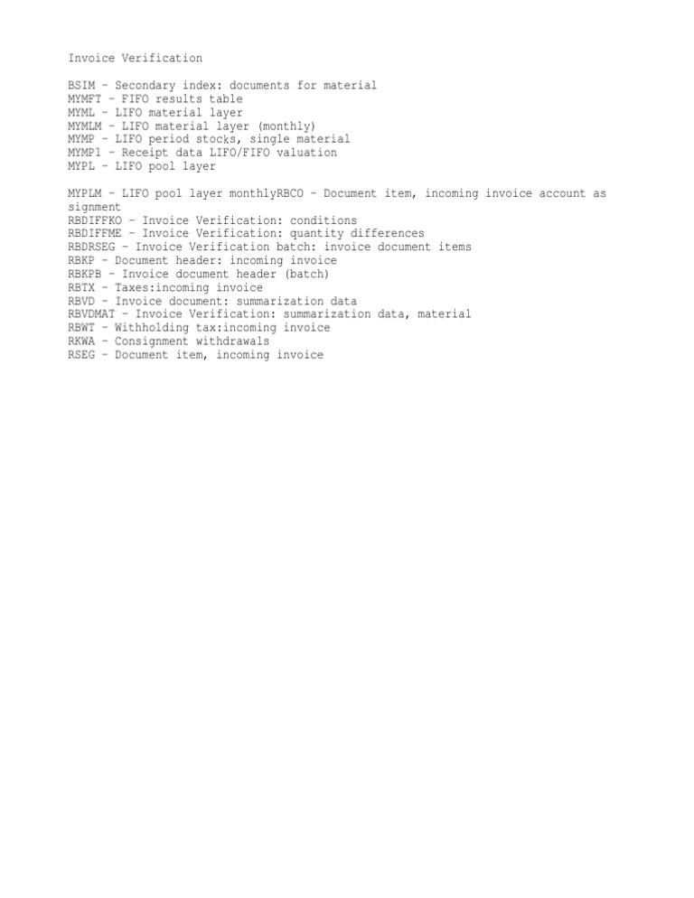 MIRO Table - Sap | PDF | Invoice | Government Finances