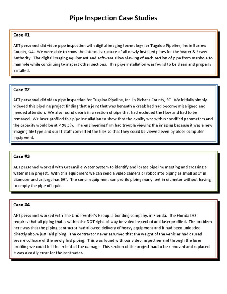 Pipe Inspection Case Studies | PDF | Building Engineering | Building ...