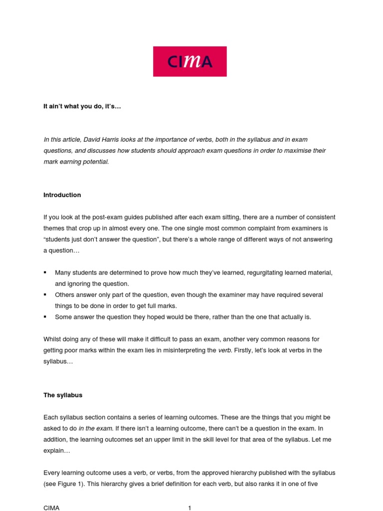Verbs CIMA | Download Free PDF | Hierarchy | Test (Assessment)