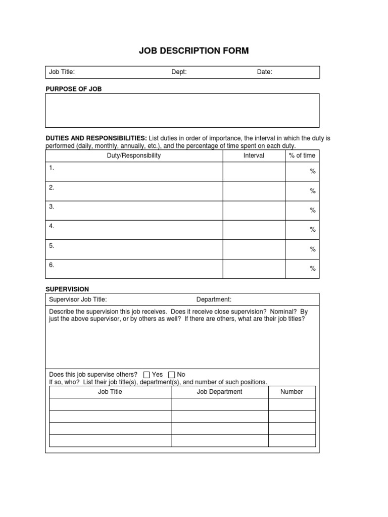 Job Description Form | PDF | Career & Growth