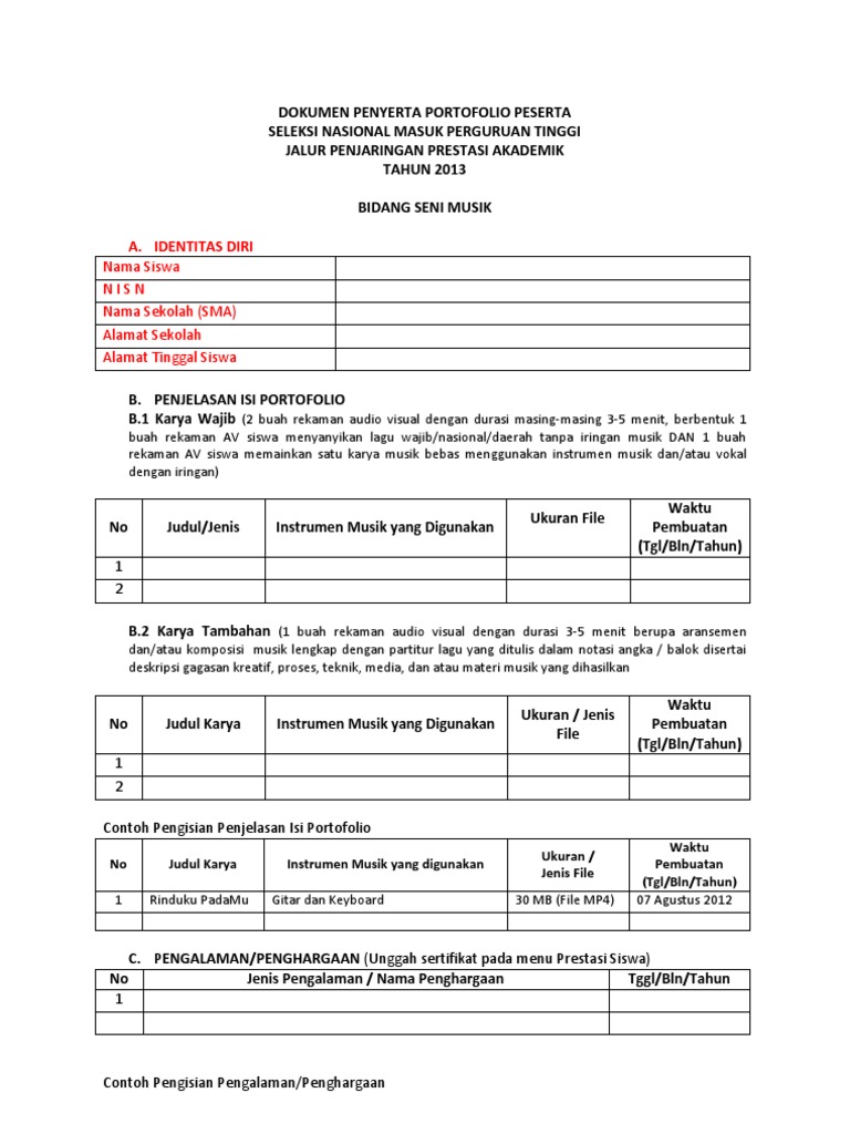 Contoh Portofolio Seni Musik – Beinyu.com