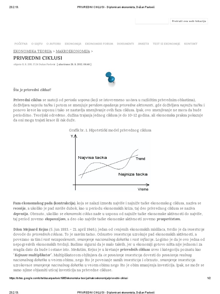 PRIVREDNI CIKLUSI - Diplomirani Ekonomista, Dušan Pavlović | PDF