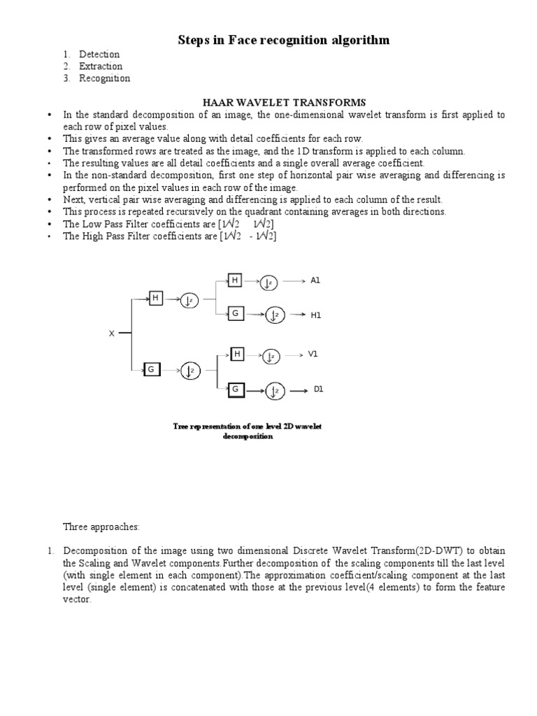 Steps In Face Recognition Algorithm Haar Wavelet Transforms Pdf Algorithms Image Processing 