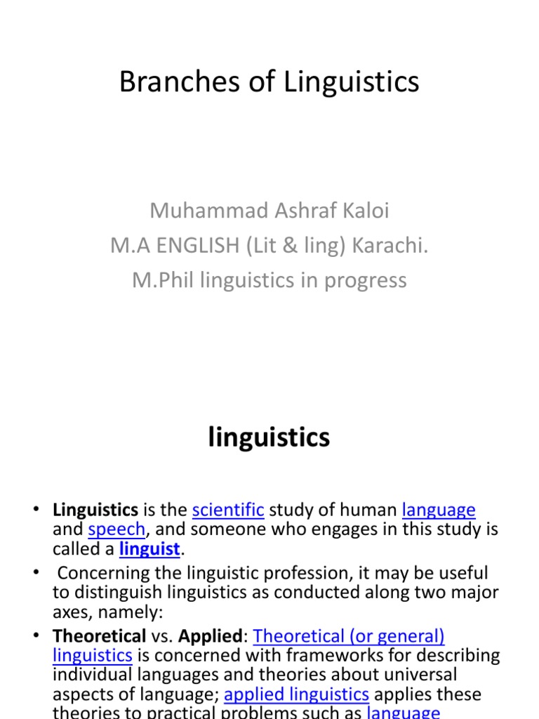 Branches of Linguistics | PDF | Phonology | Linguistics