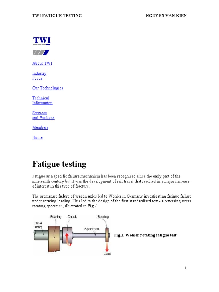 Twi Fatigure Testing | PDF | Fatigue (Material) | Strength Of Materials