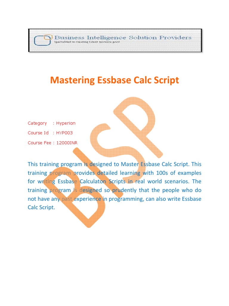 Mastering Essbase Calc Scriptnew | PDF | Computers