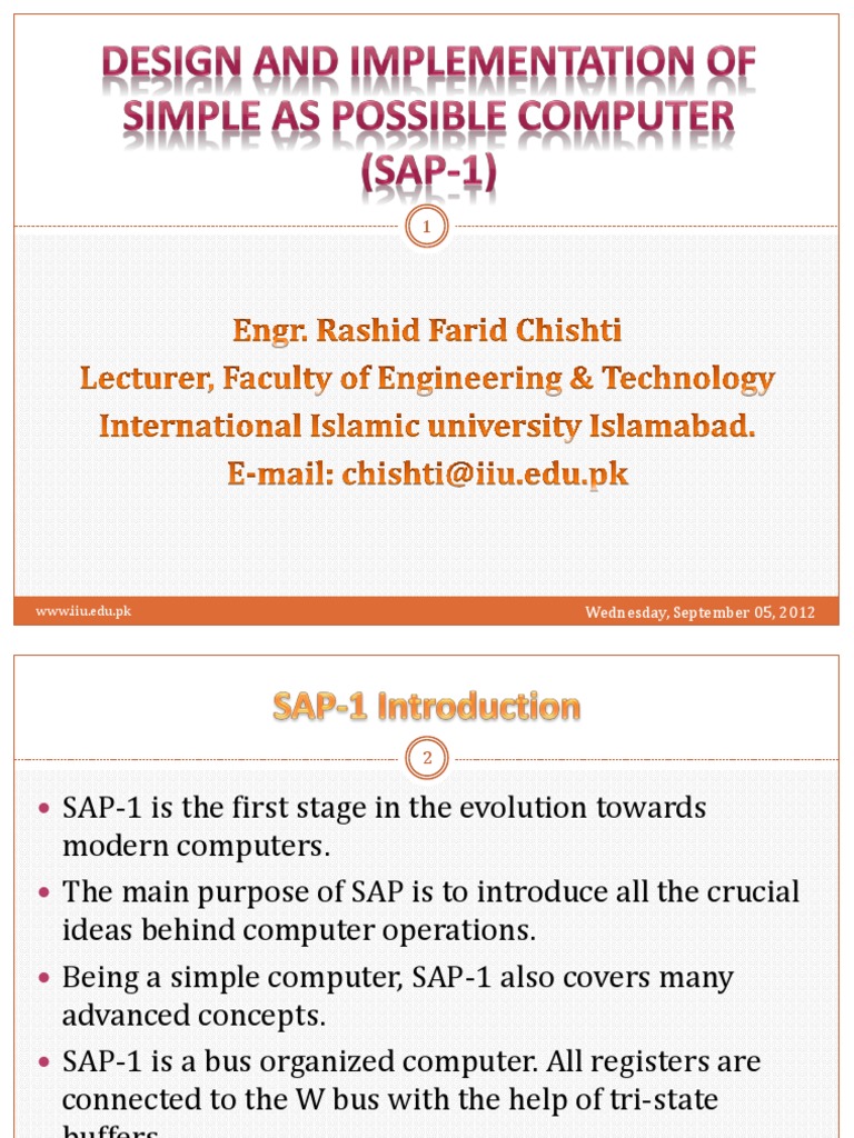 SAP 1 Simple As Possible Computer | PDF | Instruction Set | Random Access Memory
