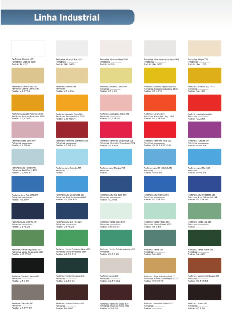Tabela de Cores e Códigos - Perfortex | PDF | Espectro eletromagnético ...