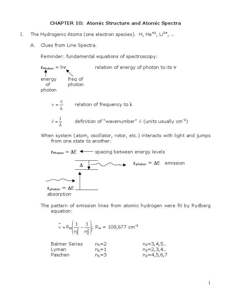 CHAPTER 10: Atomic Structure and Atomic Spectra | PDF | Atomic Orbital | Electron Configuration