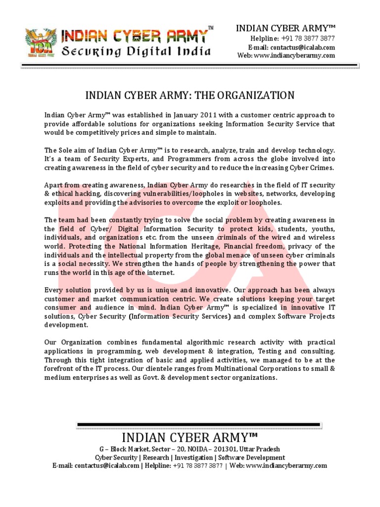 Indian Cyber Army Ethical Hacking Course Details | PDF | Computer ...