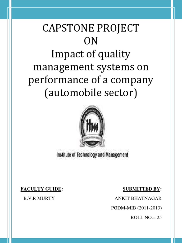 Capstone Project ON Impact of Quality Management Systems On Performance ...