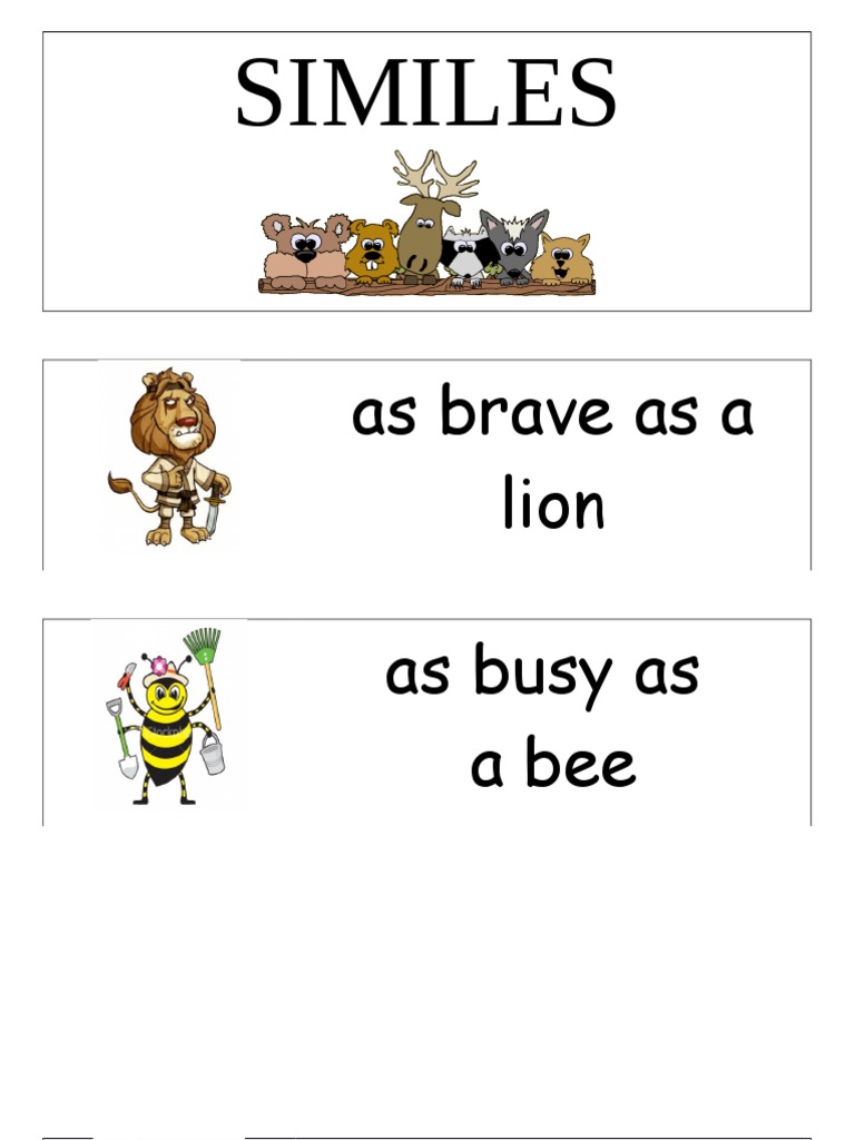 Similes: As Brave As A Lion As Busy As A Bee | PDF