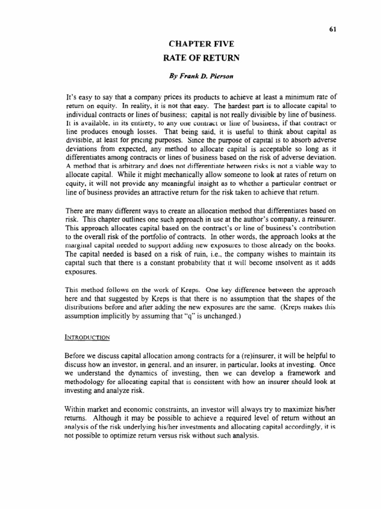 Chapter Five Rate of Return | PDF | Capital Asset Pricing Model | Insurance