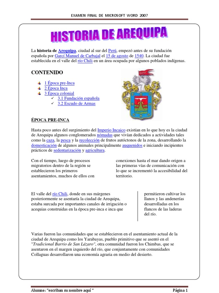 La Historia de Arequipa | PDF | Imperio Inca
