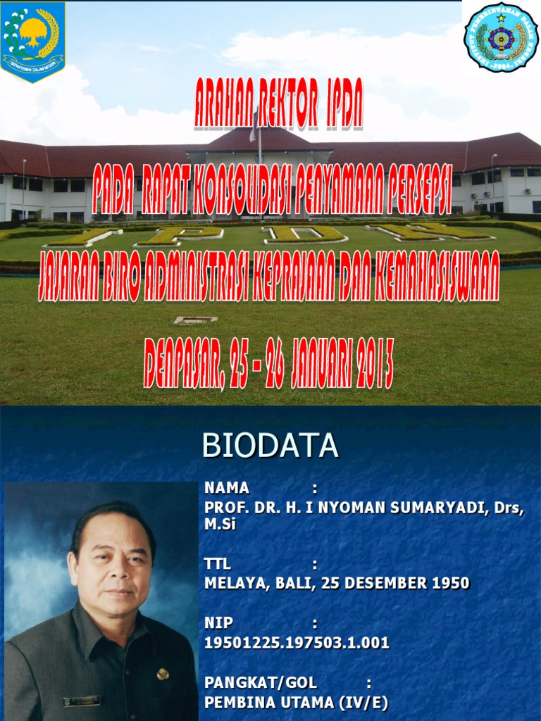 Profil dan Tugas Rektor IPDN | PDF