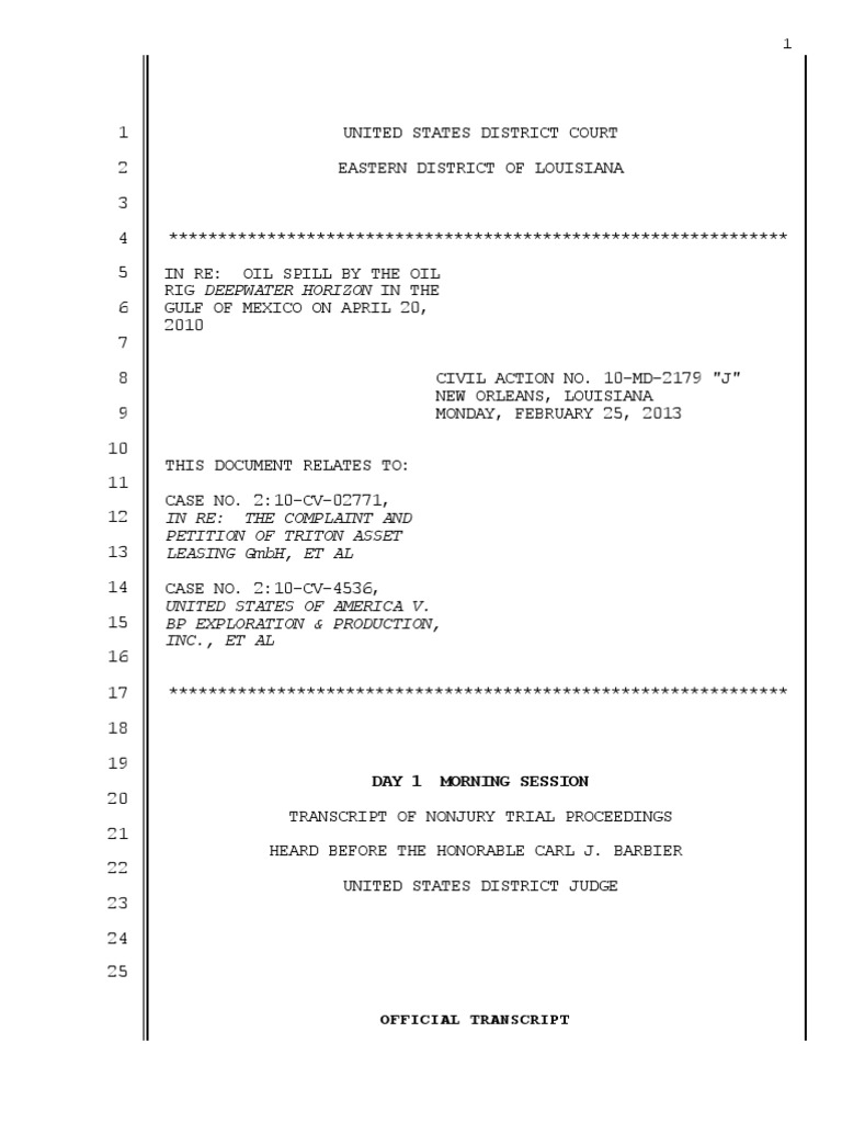 2013-02-25 AM Transcript | PDF | Deposition (Law) | Deepwater Horizon