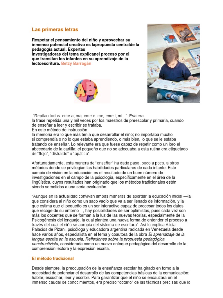Las primeras letras: entender el proceso de aprendizaje de la ...