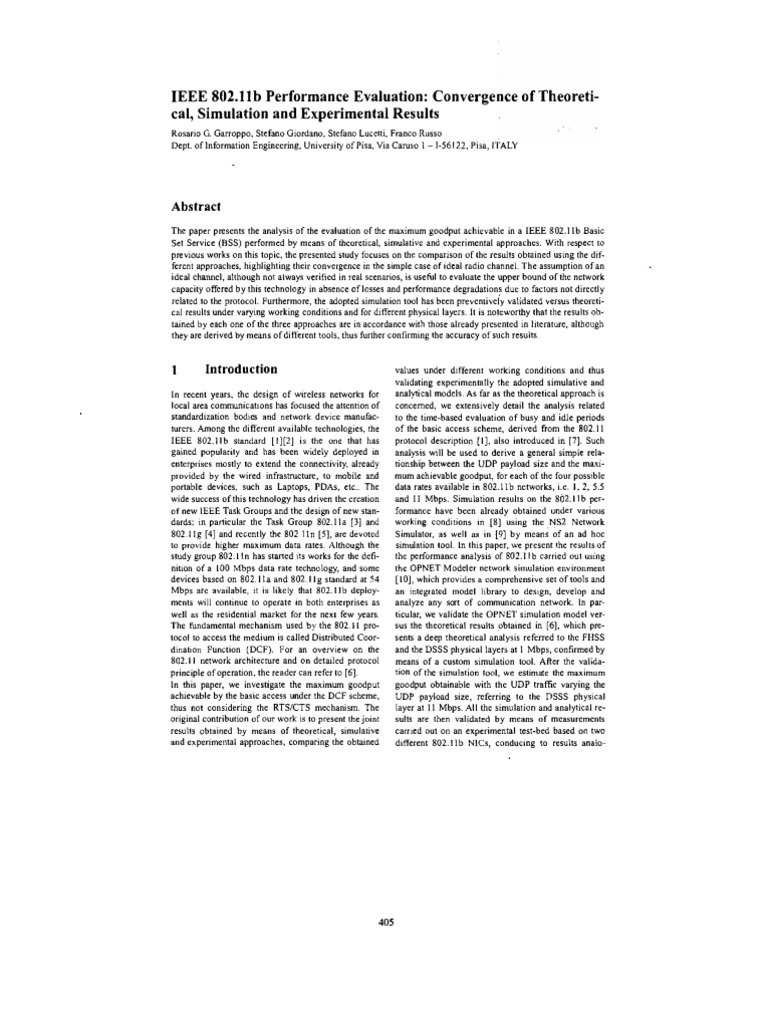 Ieee Performance Evaluation Convergence Of Theoreti Cal Simulation And Experimental Results