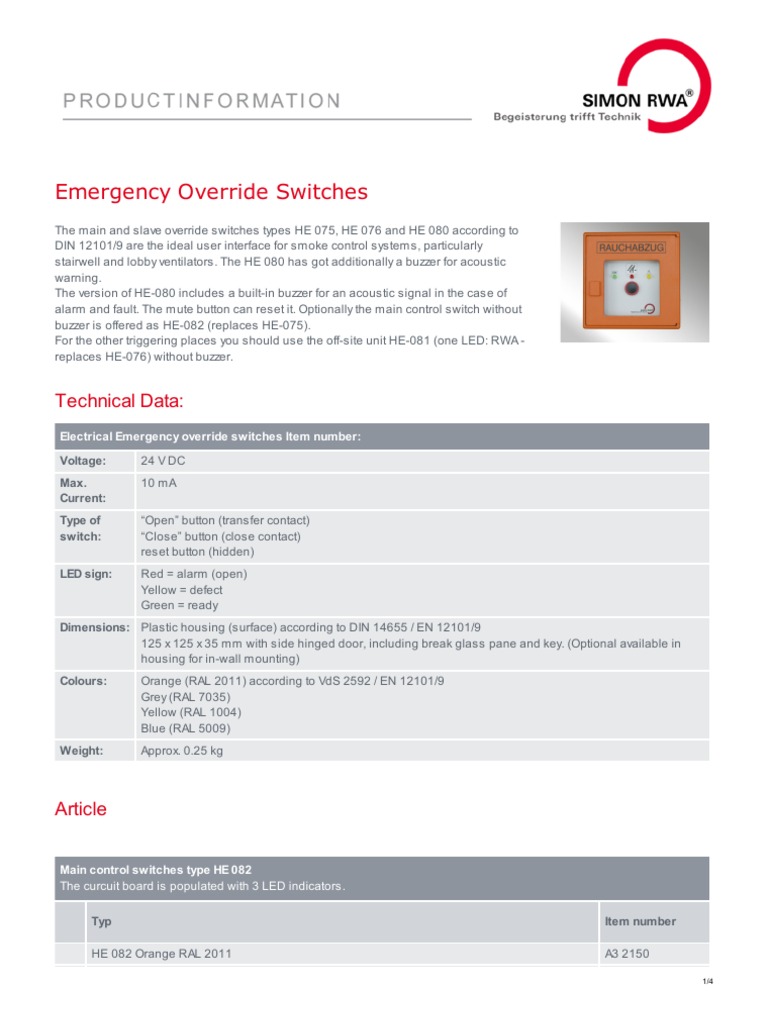 Emergency Override Switches Overview | PDF | Switch | Electromagnetism