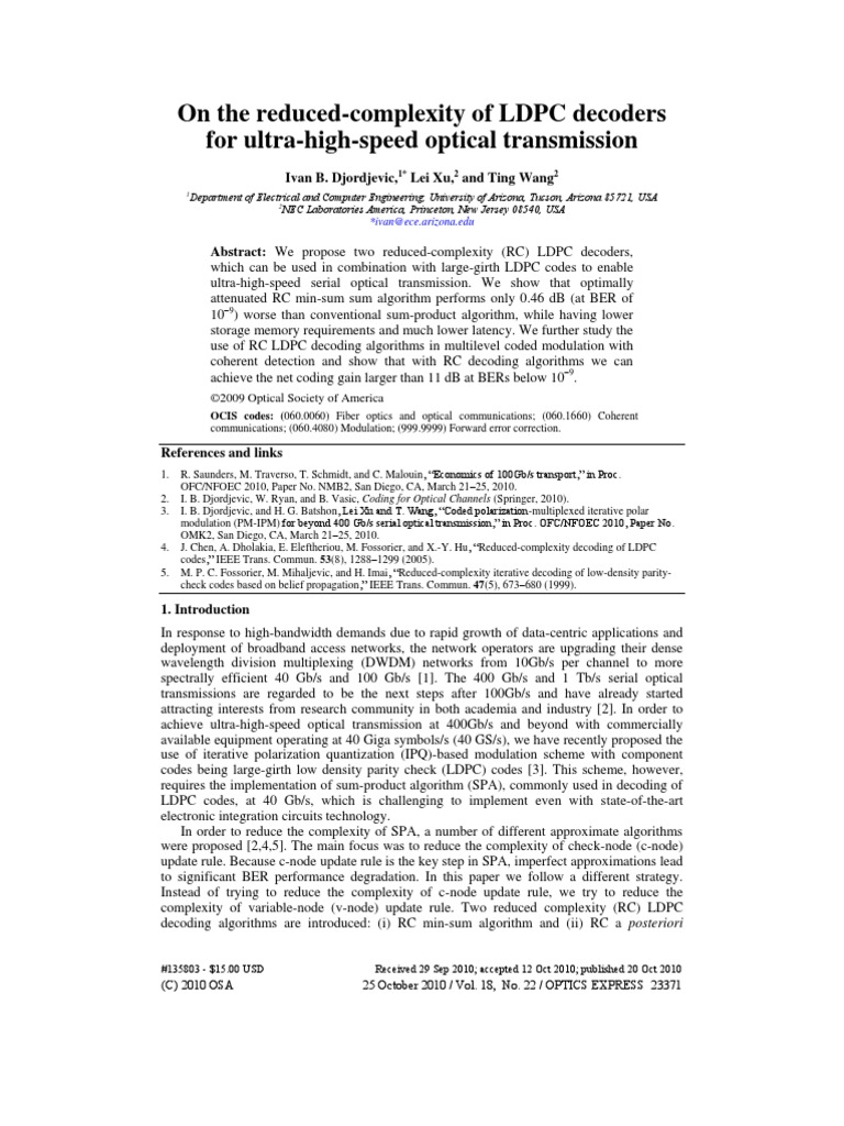 RC LDPC Dec Opex | PDF | Low Density Parity Check Code | Forward Error Correction