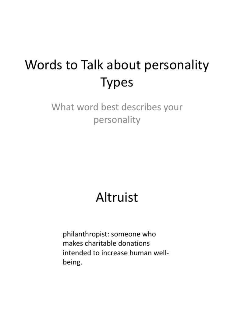 Words To Talk About Personality Types | PDF | Adjective | Adverb