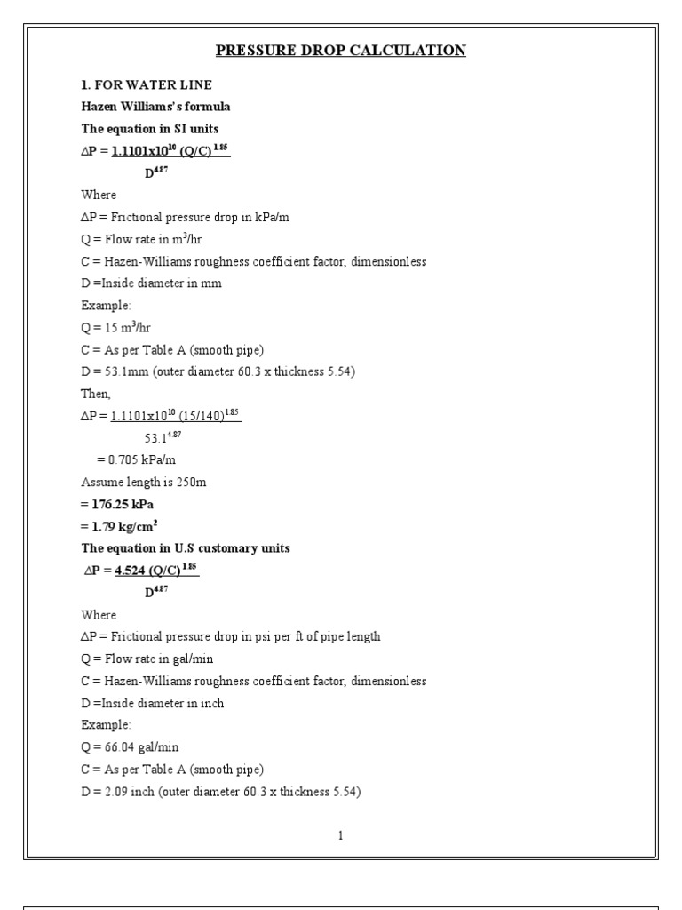 Pressure Drop Calculation | PDF | Physical Quantities | Materials Science