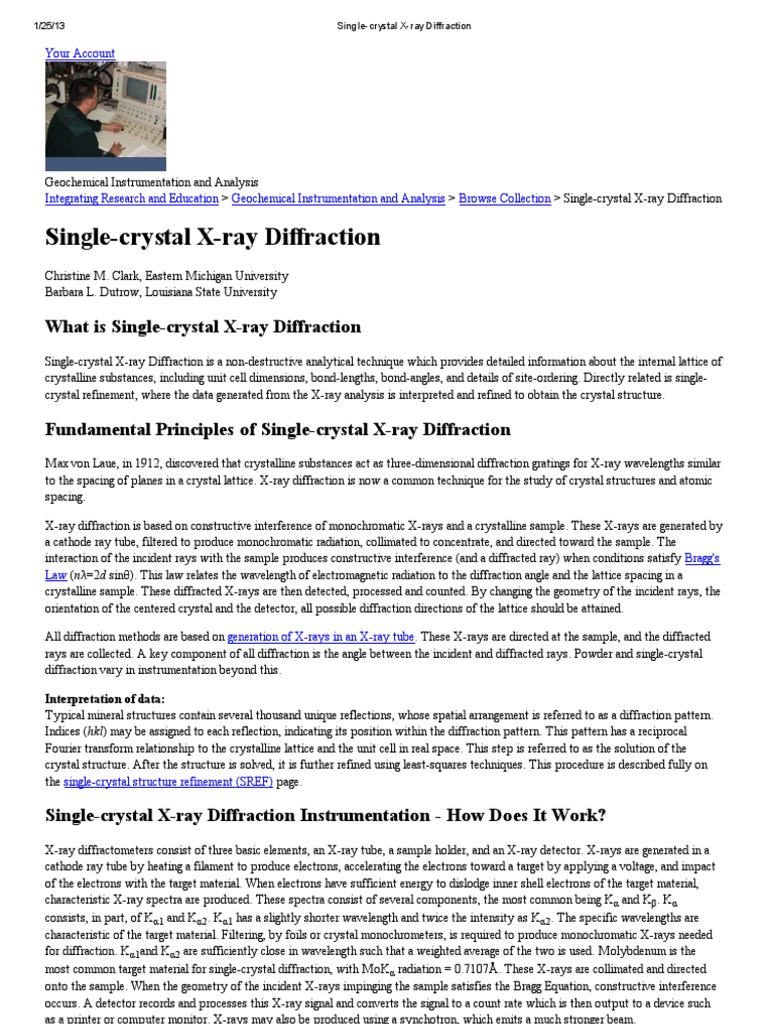 Single Crystal X Ray Diffraction | PDF | X Ray Crystallography ...